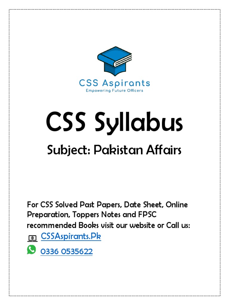 CSS Pakistan Affairs Syllabus 2025 | PDF | Pakistan | Two Nation Theory