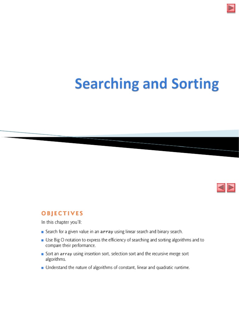 Sorting And Searching Pdf Array Data Structure Logarithm