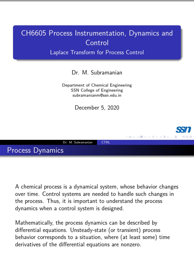 Laplace Transform Methods for Analyzing Process Dynamics | PDF | Laplace Transform ...