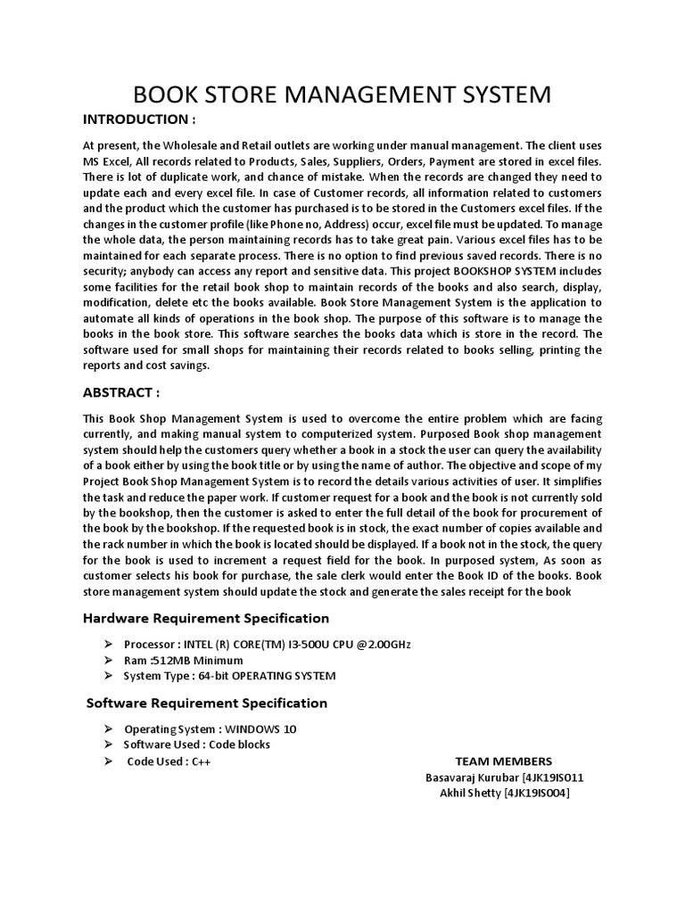 Book Store Management System: Team Members | PDF | Retail | Microsoft Excel