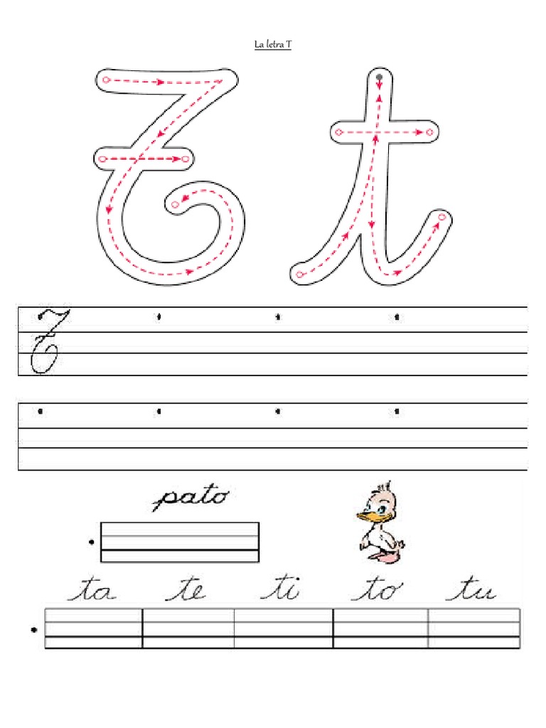 La Letra T - Fichas de Trabajo | PDF