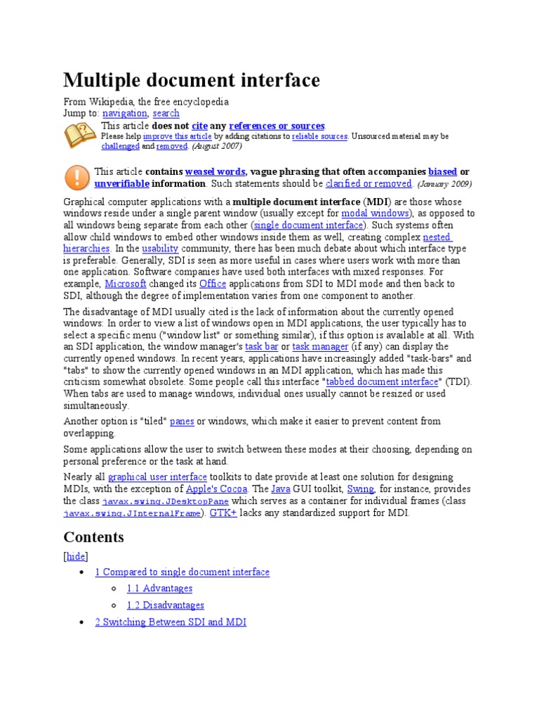 Multiple Document Interface | PDF | Tab (Gui) | Graphical User Interfaces