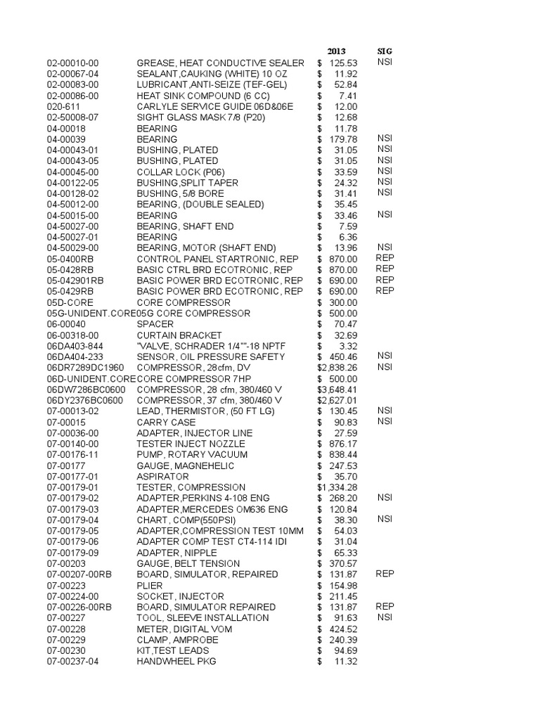 2013 Carrier Price List | PDF | Switch | Relay