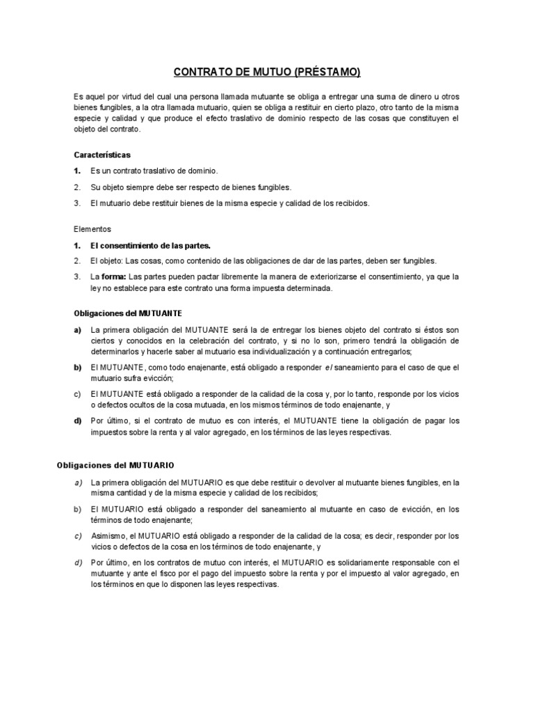 Contrato de mutuo | PDF | Derecho empresarial | Economias