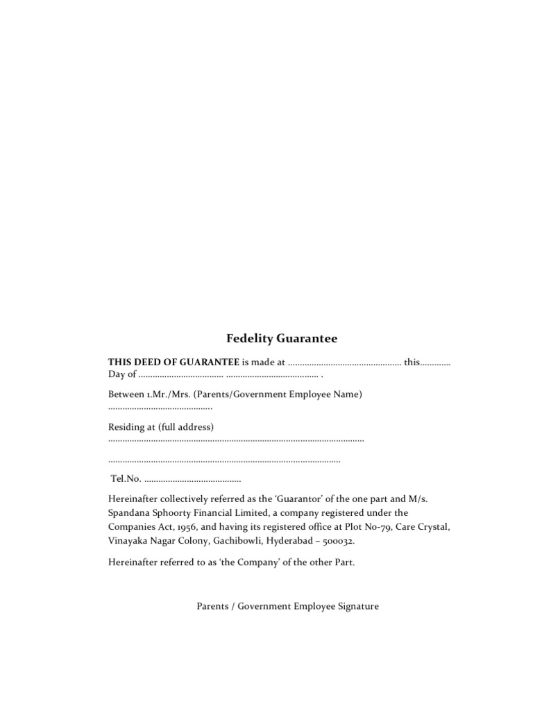 Fedelity Guarantee | PDF
