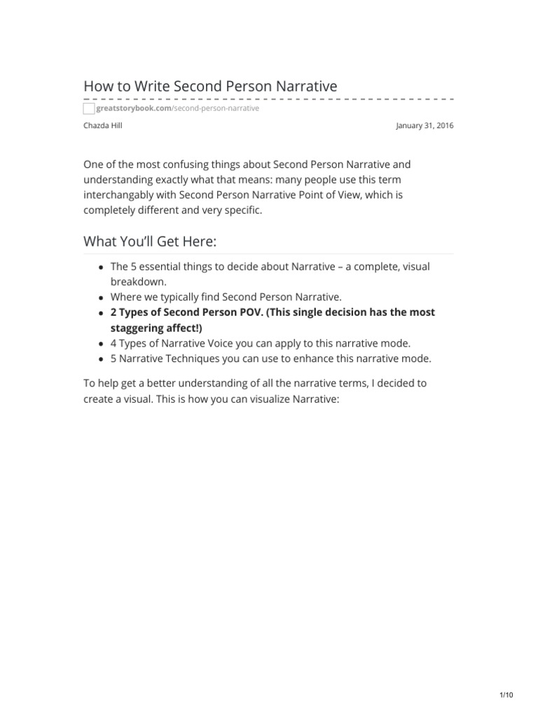 Writing 2nd Person Narrative | PDF | Narration | Narrative