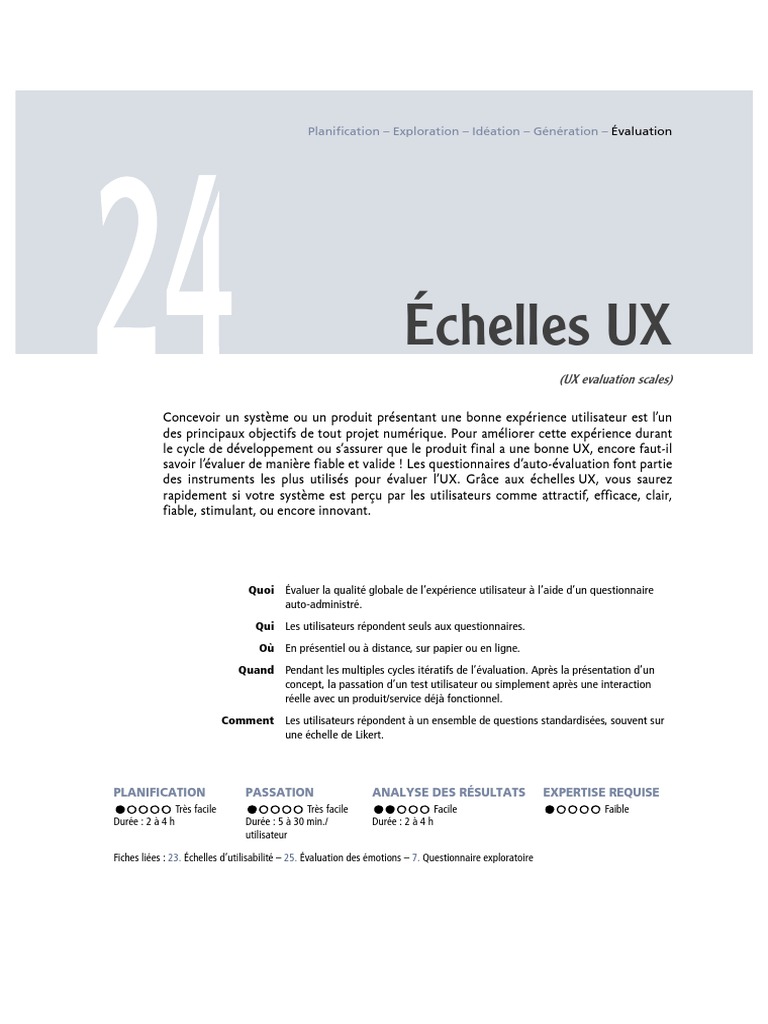 Echelles Ux (Lallemand2016) | PDF | Expérience utilisateur