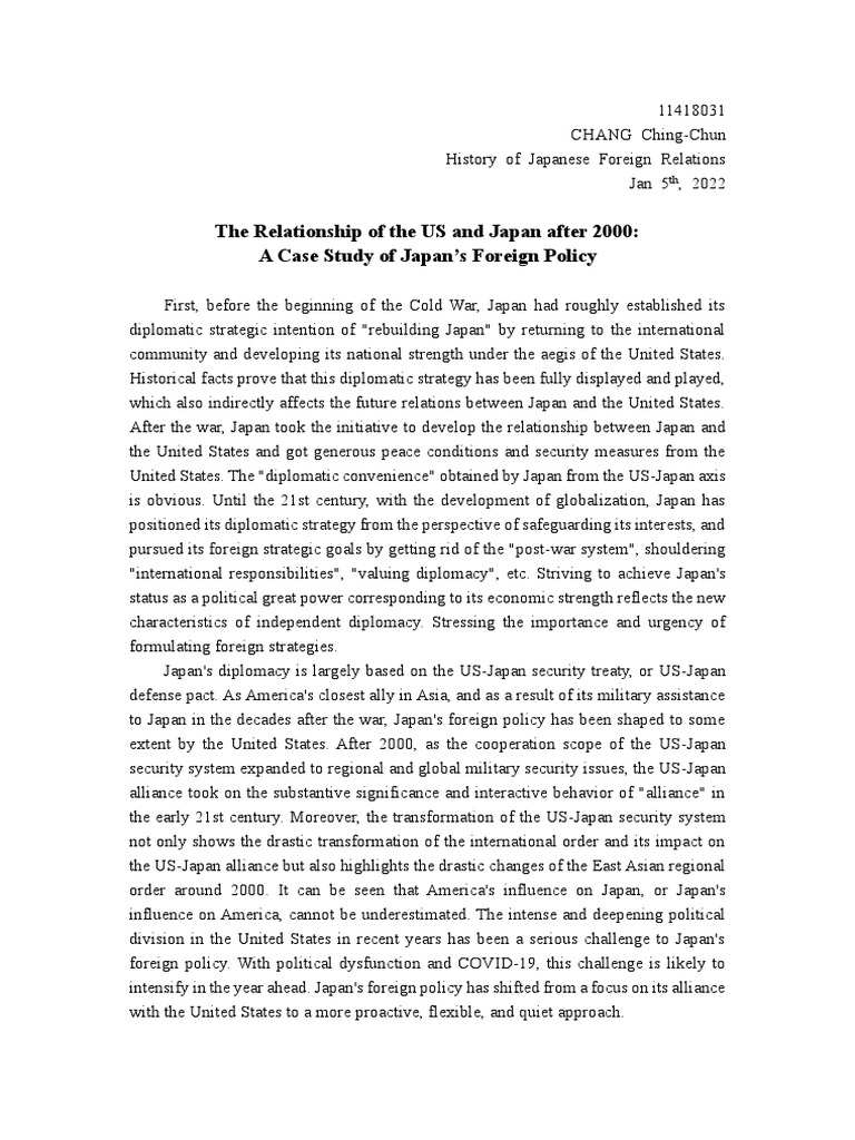 The Relationship of The US and Japan After 2000: A Case Study of Japan ...