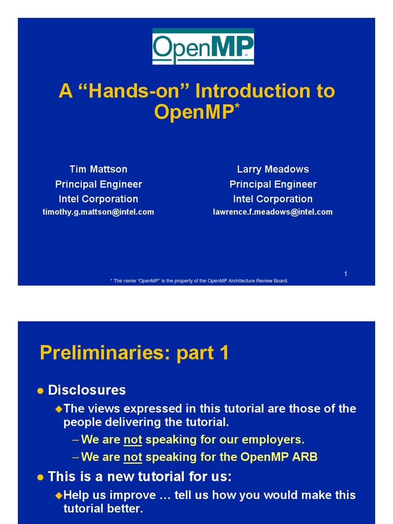 OpenMP Tutorial: Hands-On Introduction | PDF | Thread (Computing ...