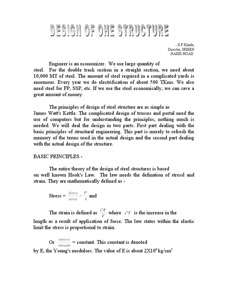 DESIGN OF OHE STRUCTURE | PDF | Bending | Building Engineering