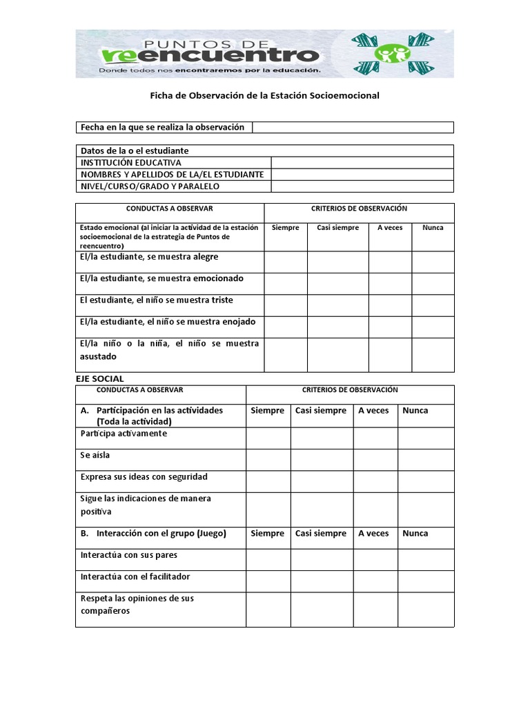 8 FICHA DE OBSERVACI+ôN SOCIOEMOCIONAL CV | PDF | Las emociones | Ira