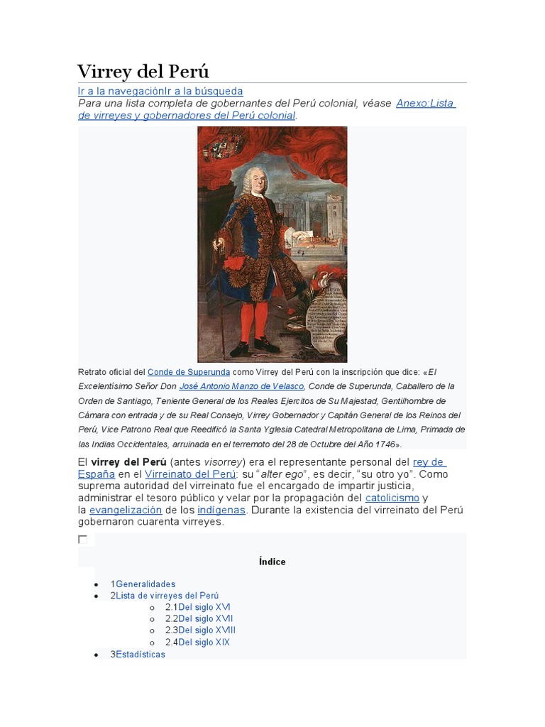 Virrey Del Perú | PDF | Nueva españa | Perú