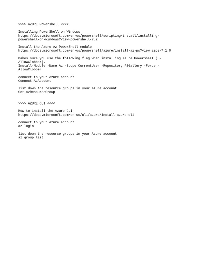 AZ900 NAD Azure PowerShell CLI and Cloud Shell Commands | PDF | Computers | Technology & Engineering