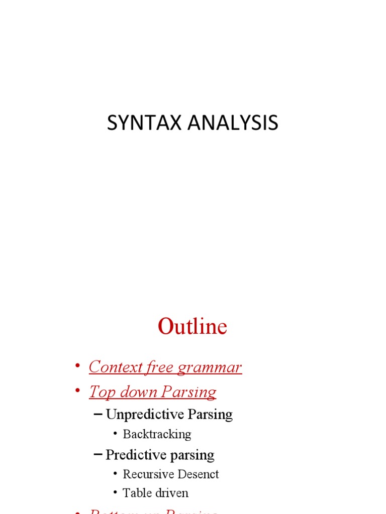 Syntax Analysis | PDF | Grammar | Syntax (Logic)
