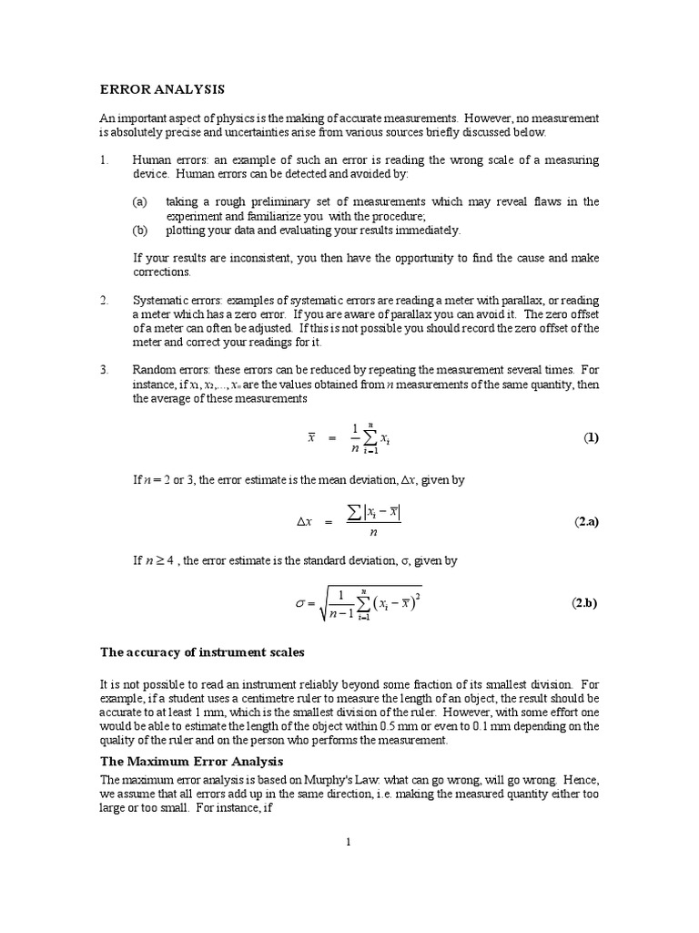 LAB NOTES - Error Analysis, Graphical Methods and Statistical Analysis ...