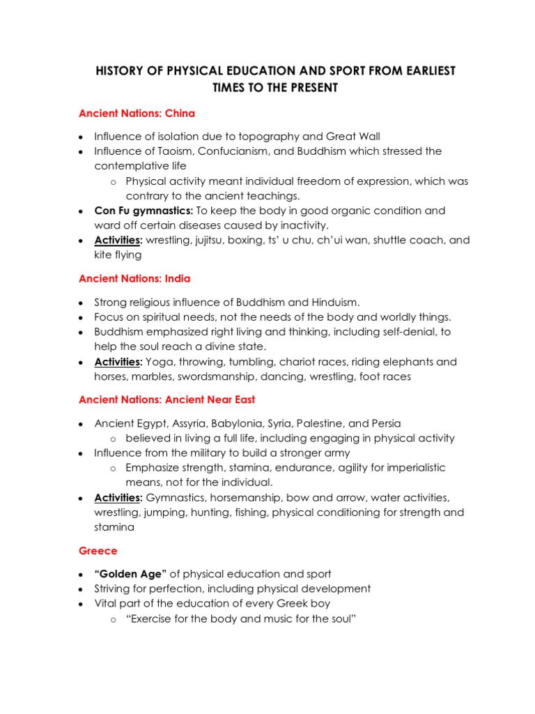 Historical Foundations of PE and Sport. | PDF | Physical Education | Sports
