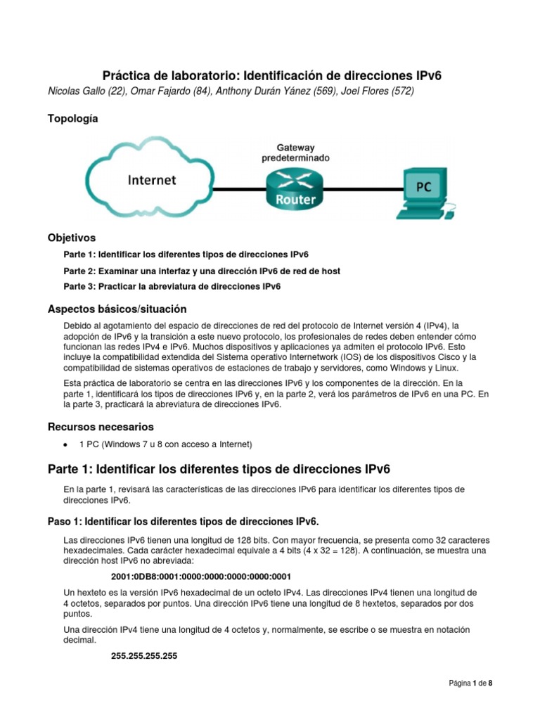 Practica - Identificando IPv6 Addresses | PDF | Yo Pv6 | Dirección IP