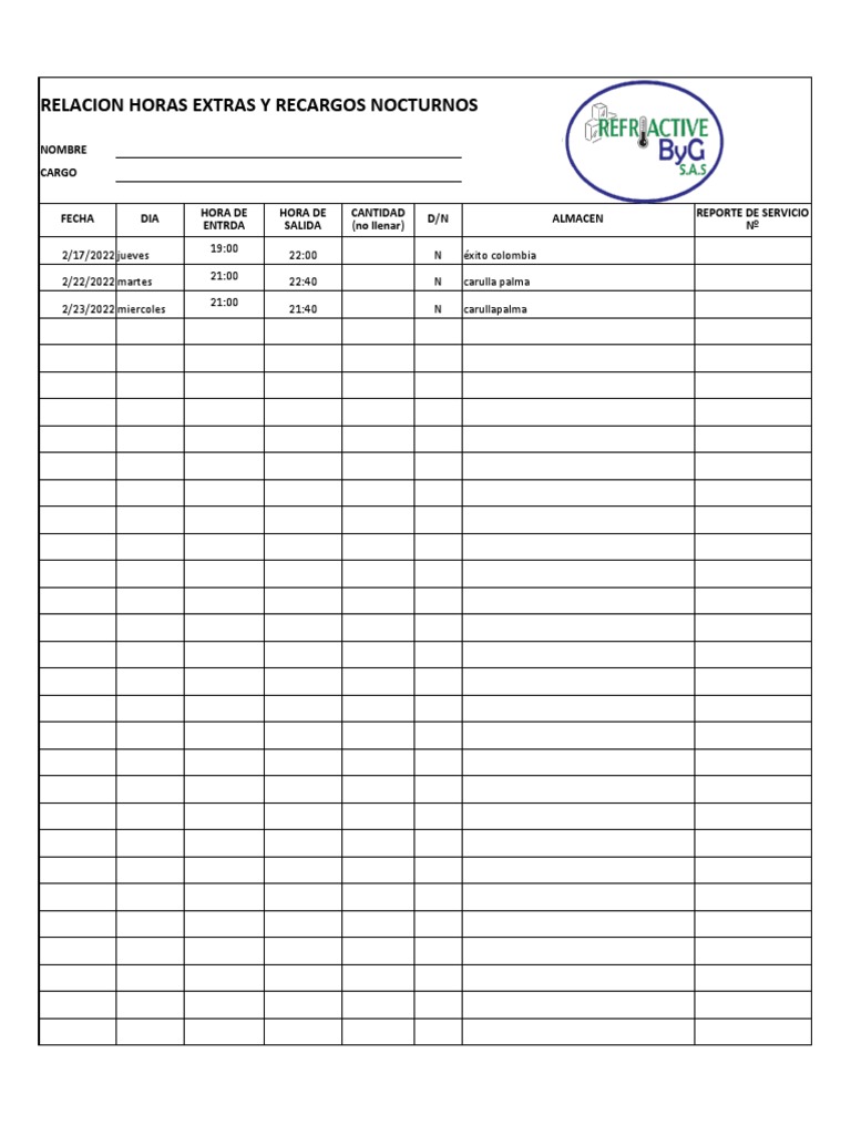 Formato Horas Extras 1 | PDF