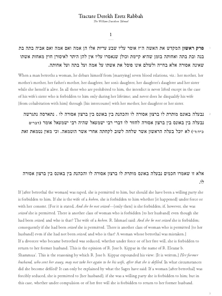 Babylonian Talmud Derekh Eretz Rabbah | PDF | Torah