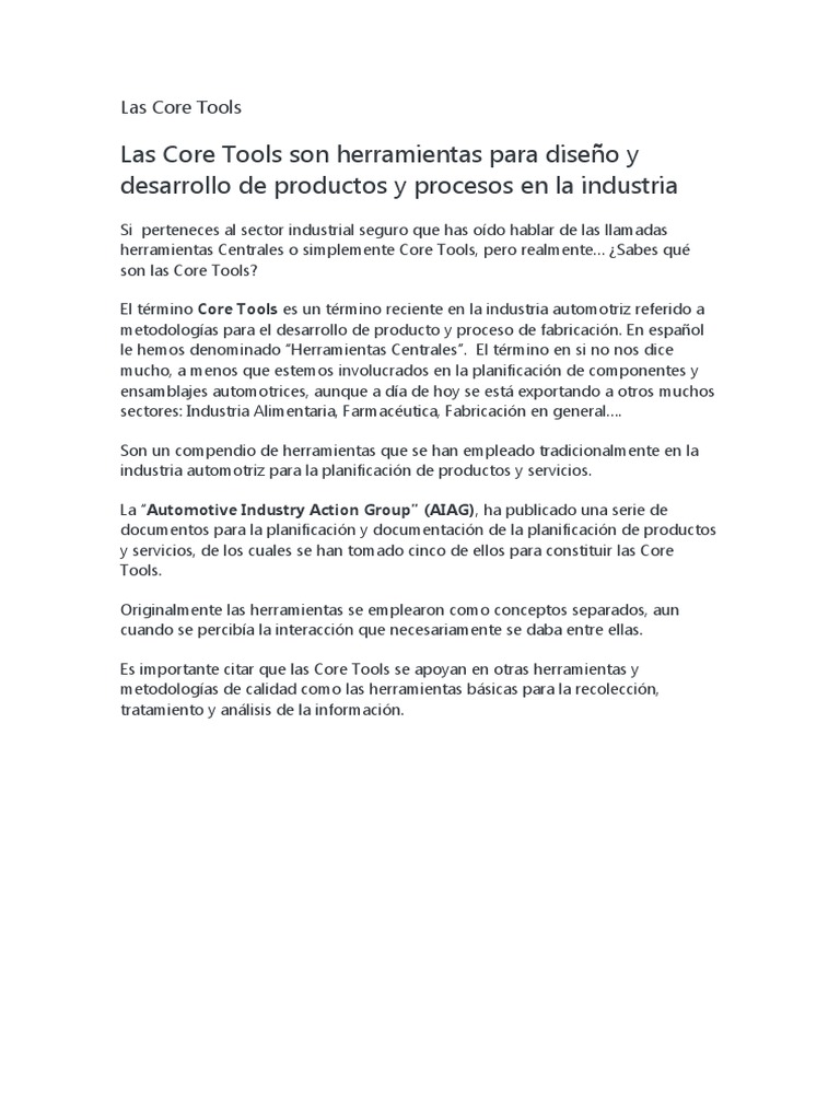 Las Core Tools | PDF | Procesos de negocio | Business