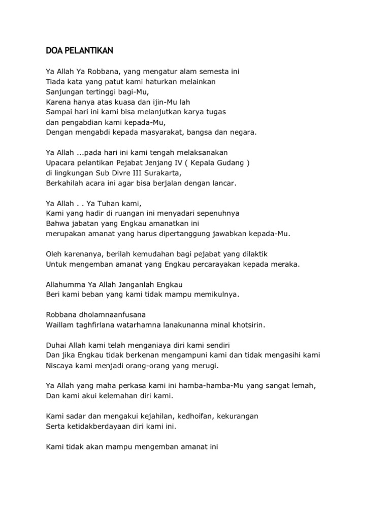 Doa Pelantikan | PDF