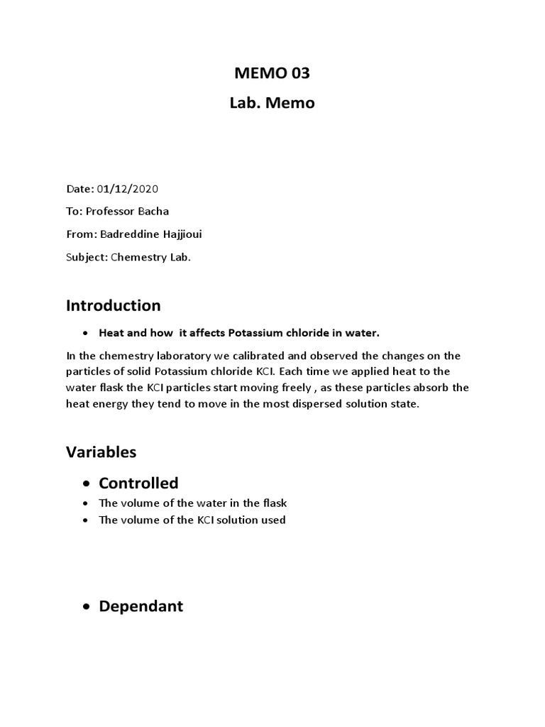 Memo 03 Lab. Memo: - Controlled | PDF | Home & Garden | Science ...