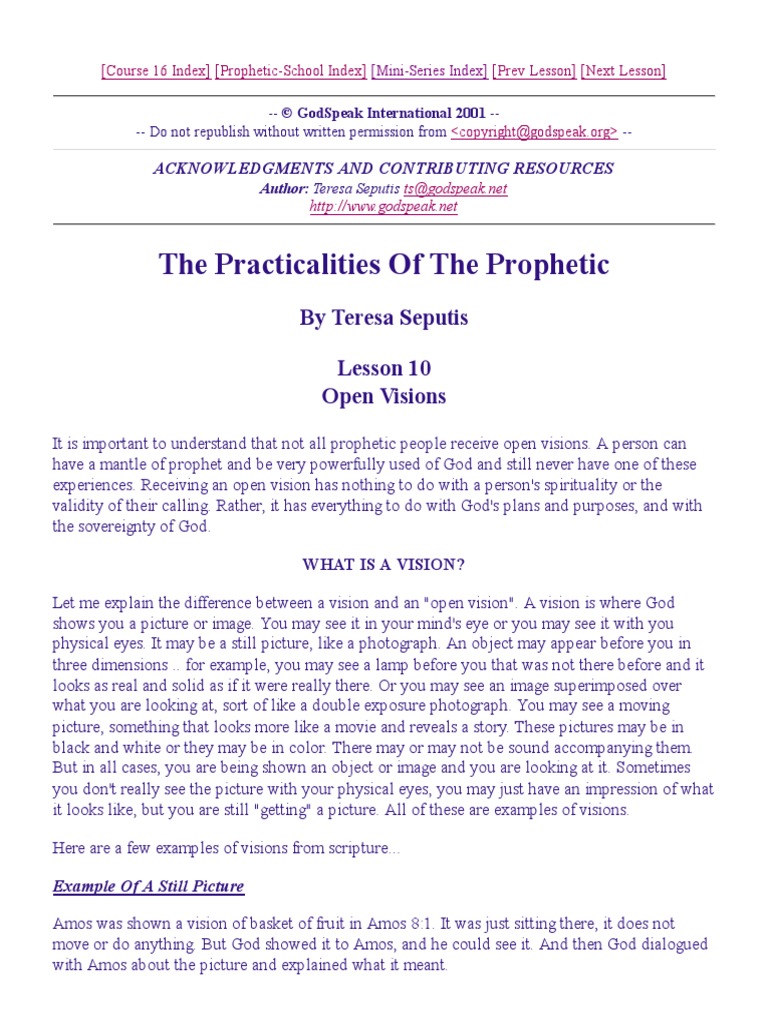 Visions - Prophetic Mini-Course Series - The Practicalities of The ...