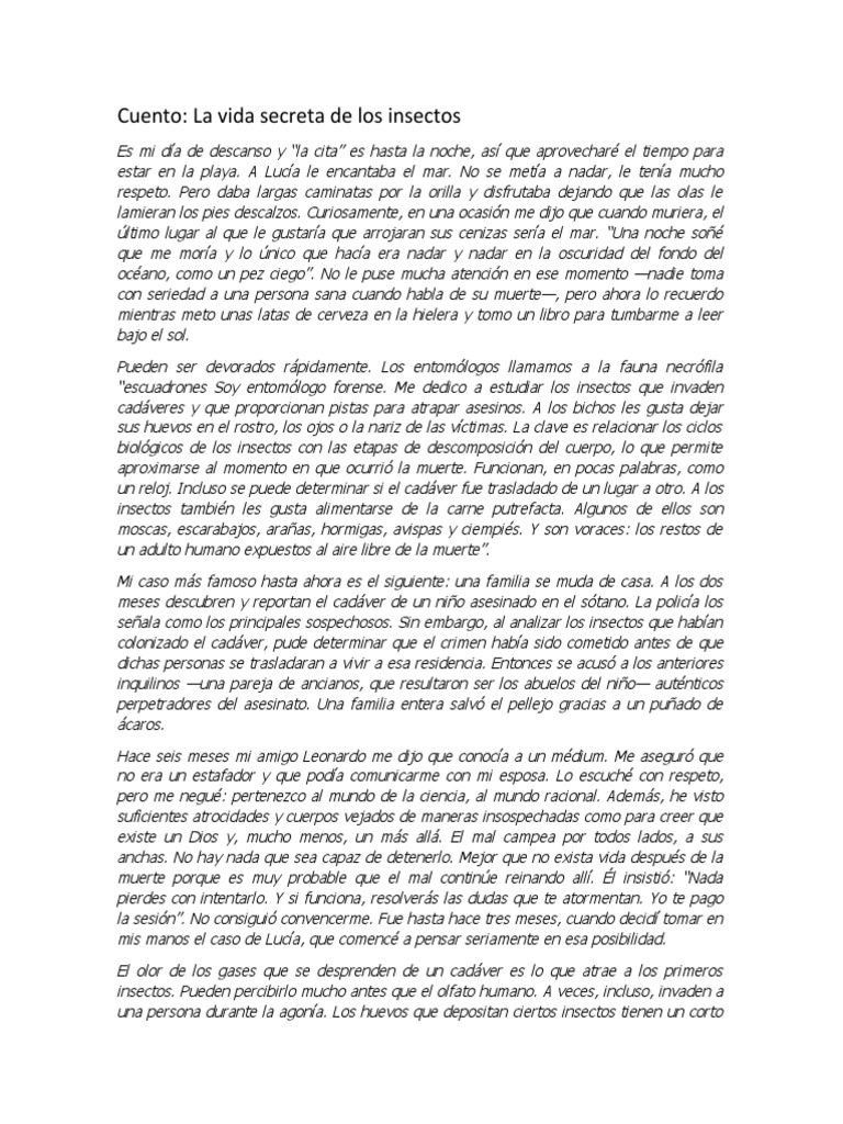 Cuento La Vida Secreta de Los Insectos | PDF | Insectos