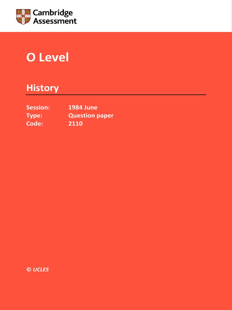 1984j History Olevel Questionpaper | PDF