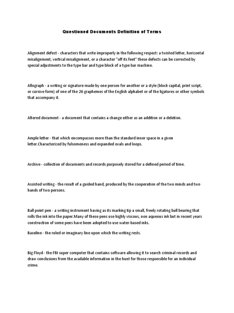 Document Examination Terminology | PDF | Typewriter | Typefaces