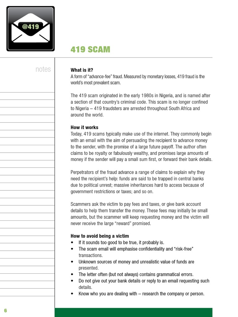 419 Scam: Notes | PDF | Justice | Crime & Violence