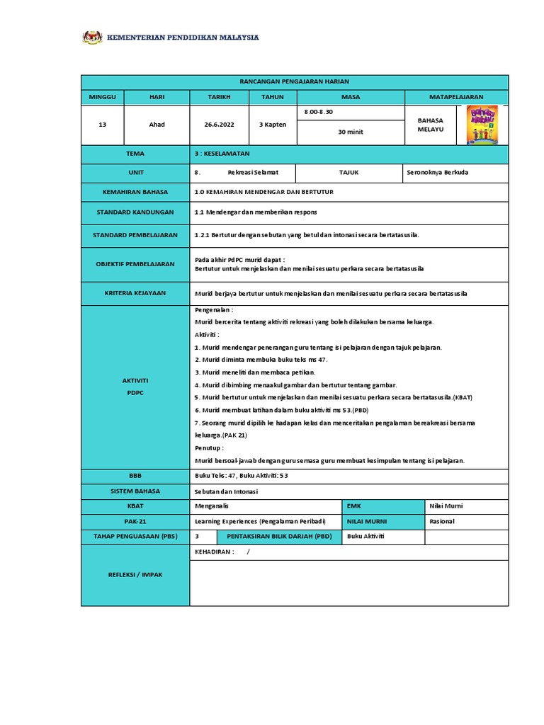 RPH BM THN 3-Unit 8 | PDF