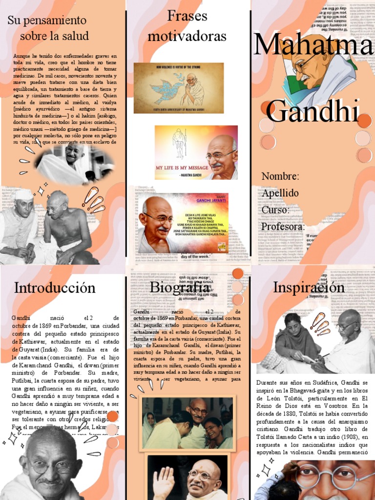 Triptico de Mahatan Ghandi | PDF | Mahatma Gandhi