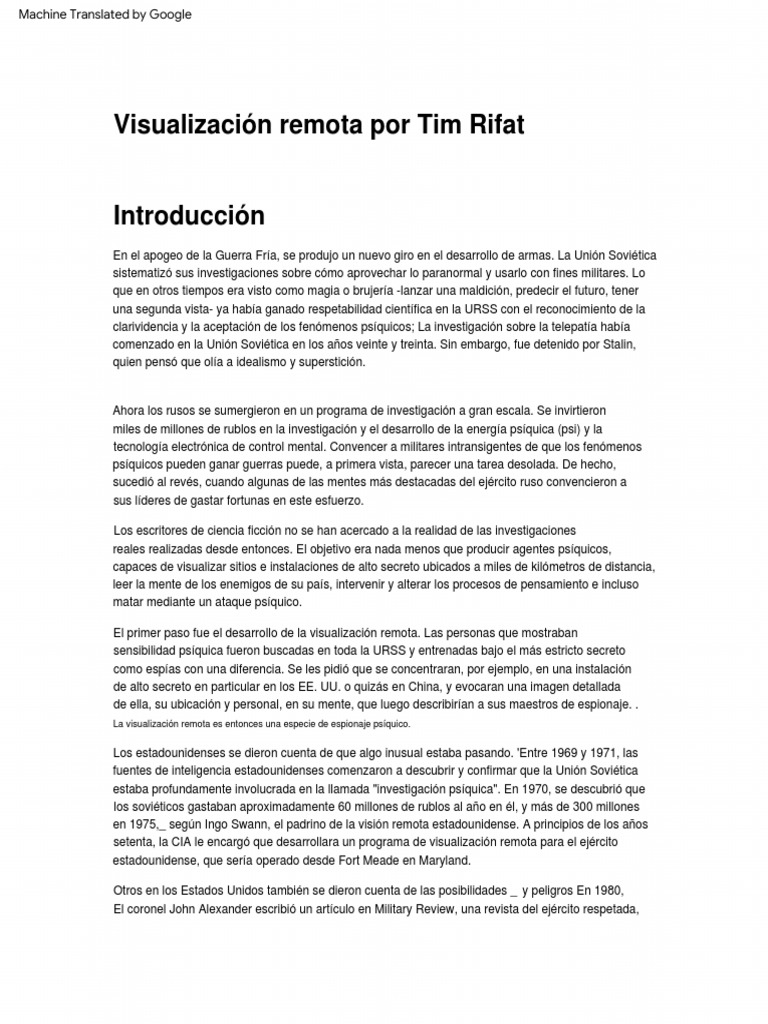 Remote Viewing (Tim Rifat) - SPANISH | PDF | Percepción extrasensorial ...