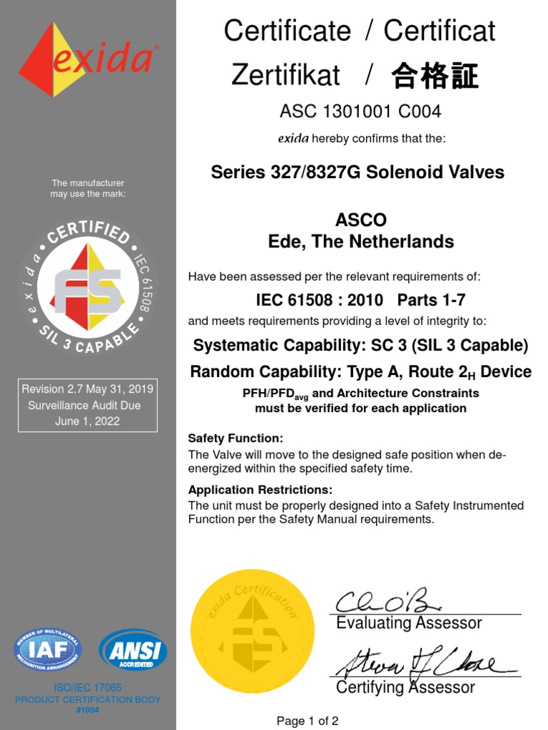 SIL 3 Solenoid Valves Certification | PDF | Systems Engineering | Safety