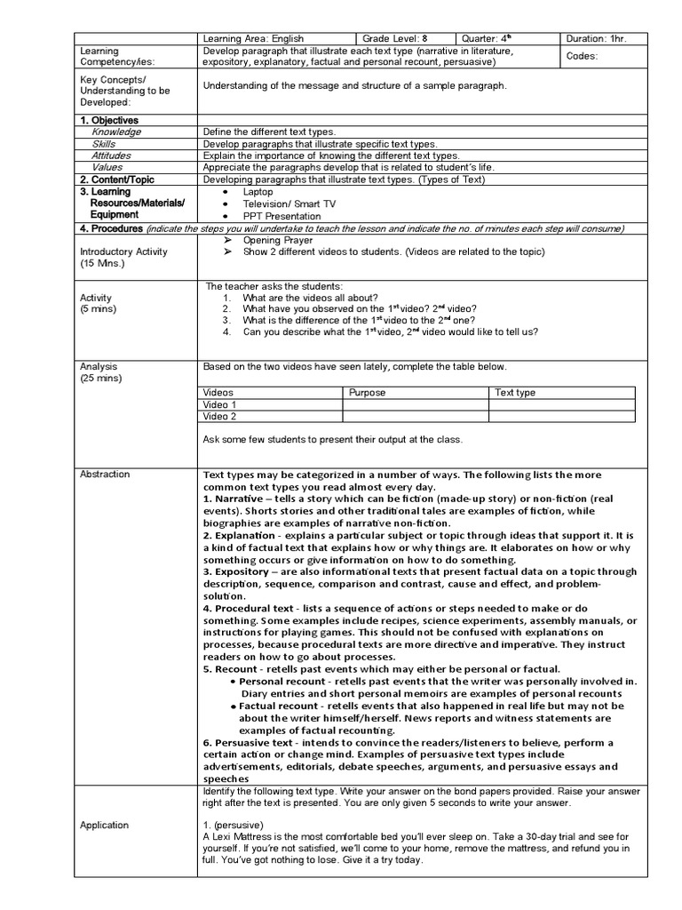 Detailed Lesson Plan Sample | PDF | Cognition | Cognitive Science