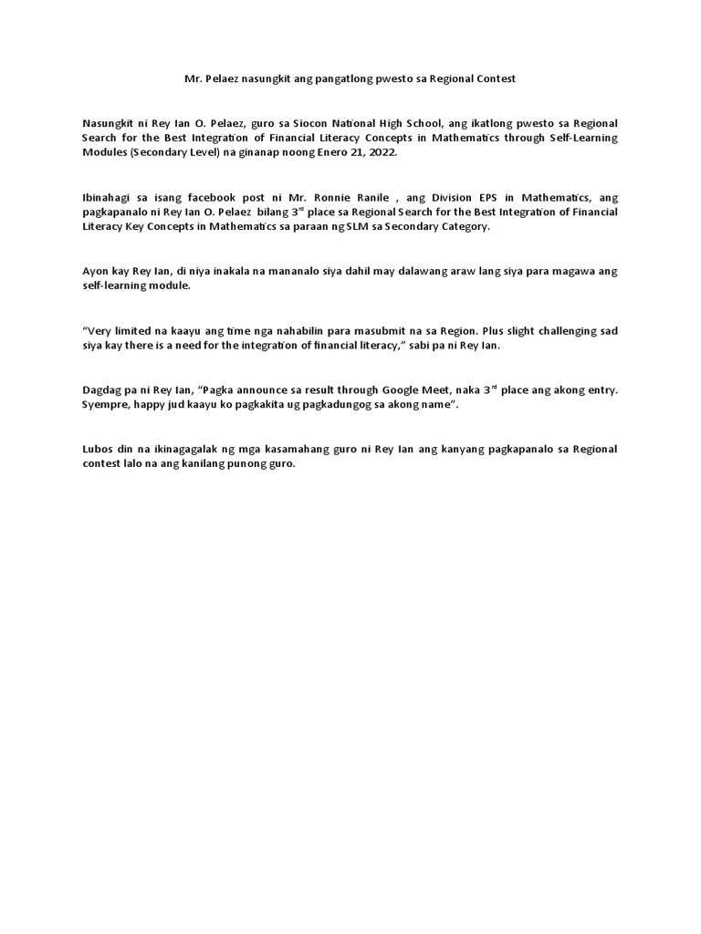 News Writing Sample PDF