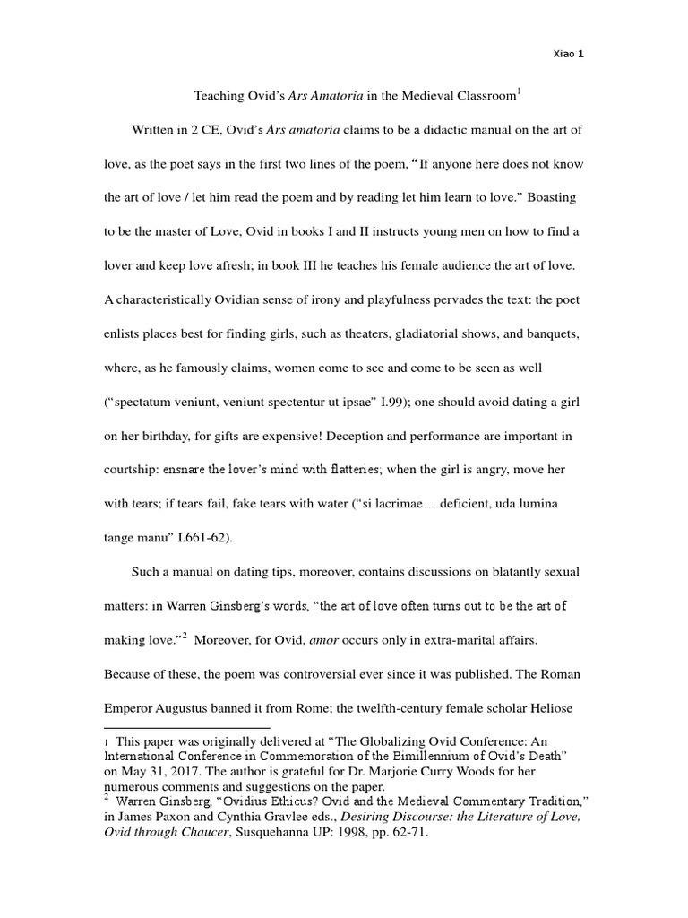 Teaching Ovids Ars Amatoria in The Medie | PDF | Ovid