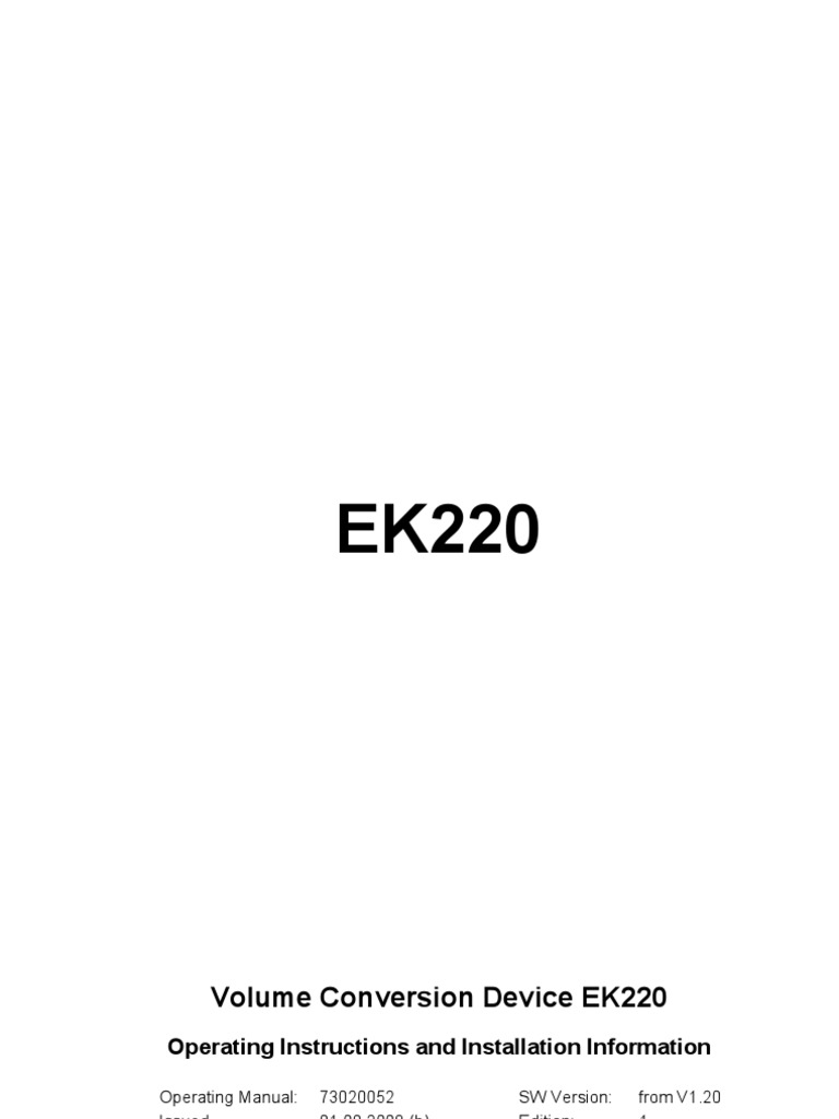 MANUAL EK 220 en V1.20 | PDF | Calibration | Parameter (Computer ...