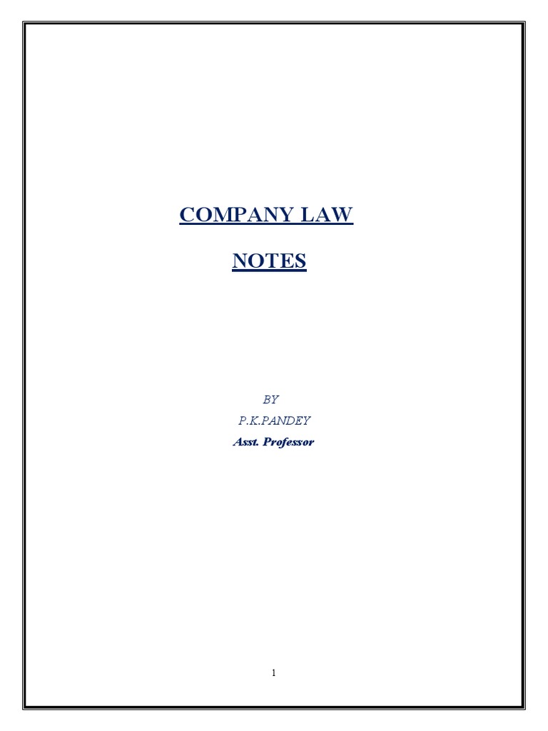 Company Law Notes - Unit-Iv | Download Free PDF | Partnership | Companies