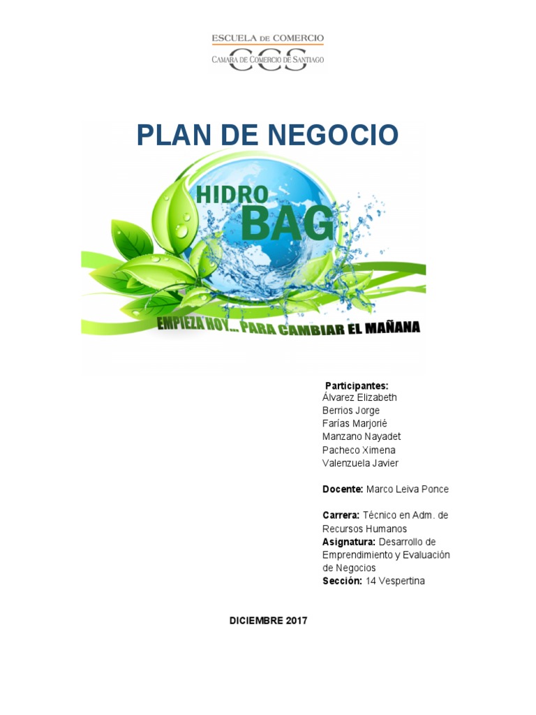 PLAN DE NEGOCIOS FINAL - 01.12.2017 - Hidro | PDF | Marketing | Mercado (economía)