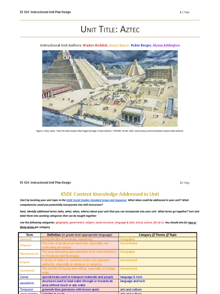 Unit Plan Aztec | PDF
