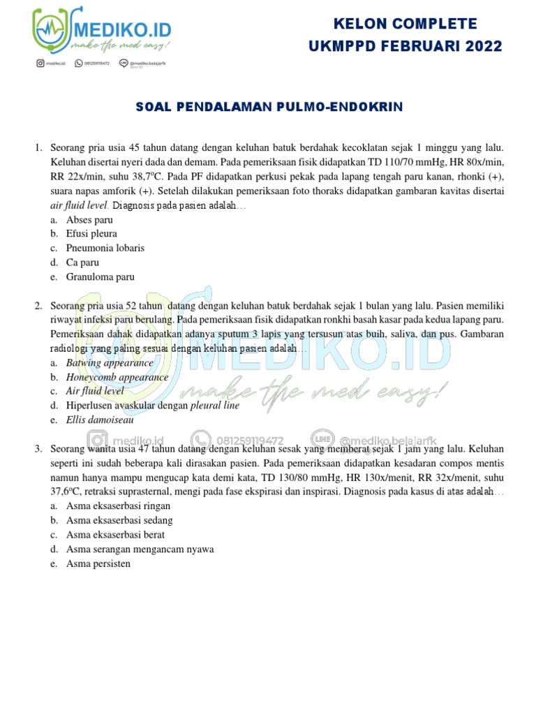 Soal Pendalaman Pulmo - Endokrin | PDF | Sains & Matematika