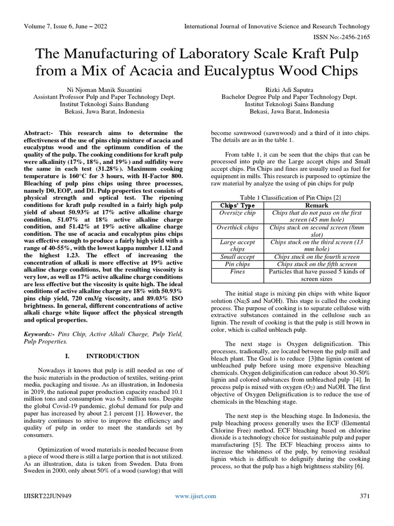 The Manufacturing of Laboratory Scale Kraft Pulp From A Mix of Acacia ...