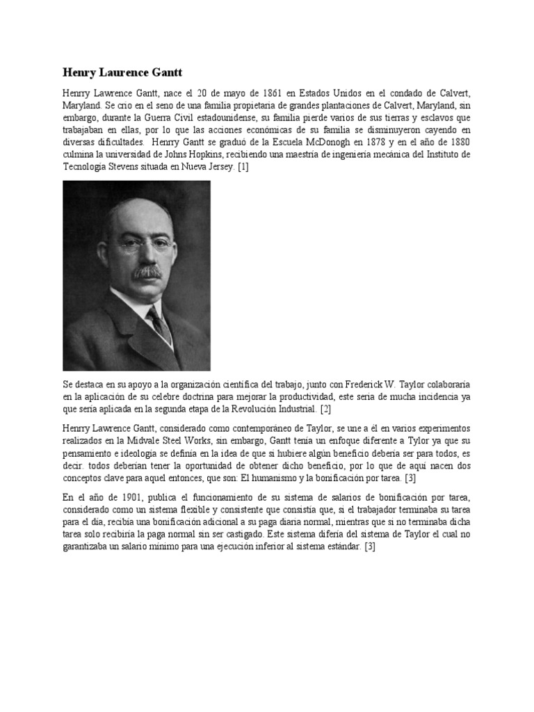 Aportes de Henry Gantt a la ingeniería | PDF | Ingeniería Industrial ...