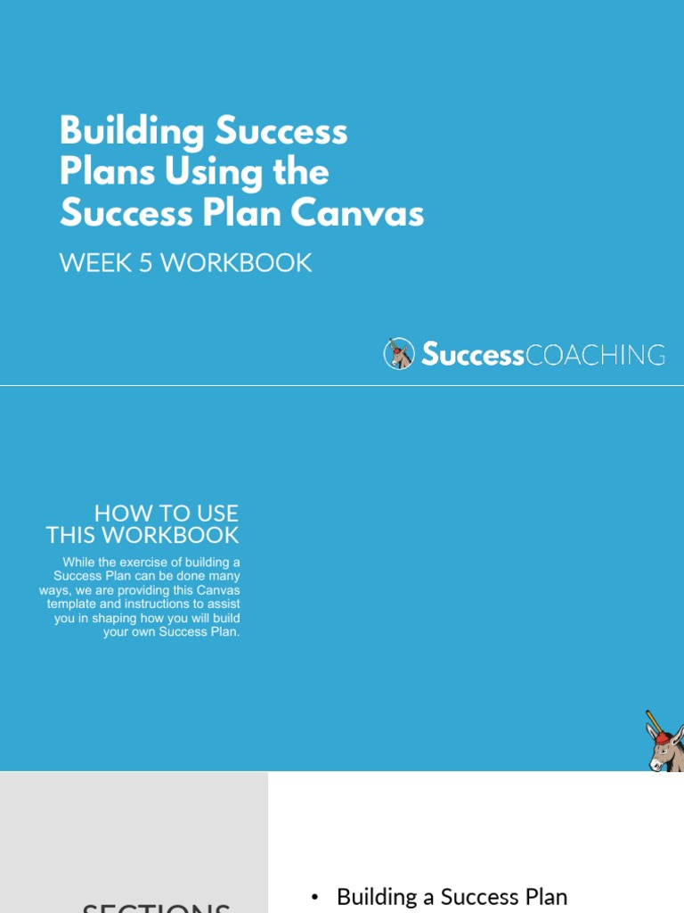 Building Success Plans Using The Success Plan Canvas: Week 5 Workbook ...