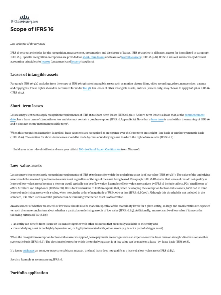 IFRS 16 Scope Overview in Canada | PDF | International Financial ...