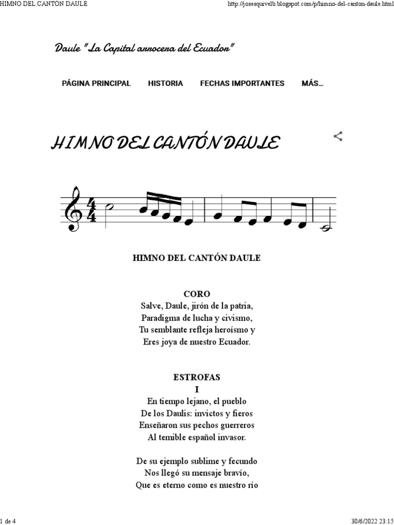 Himno Del Cantón Daule | PDF