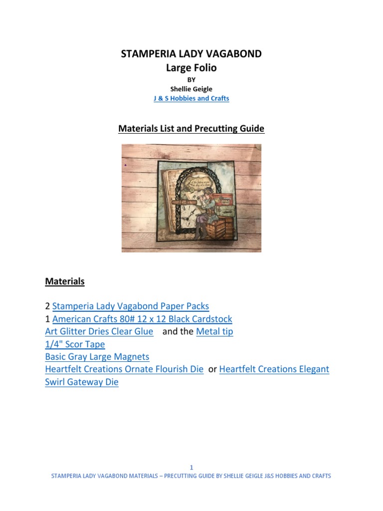 Stamperia Lady Vagabond Materials and Precutting Guide Shellie Geigle ...