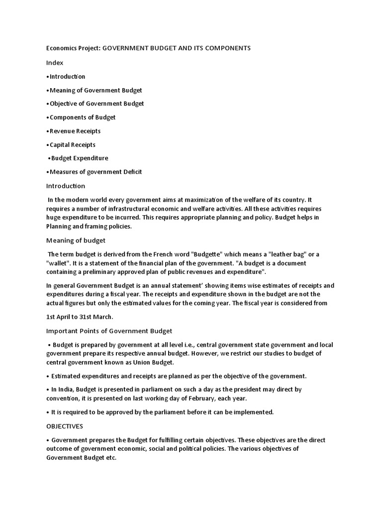 Government Budget and Its Components | PDF | Taxes | Government Budget ...